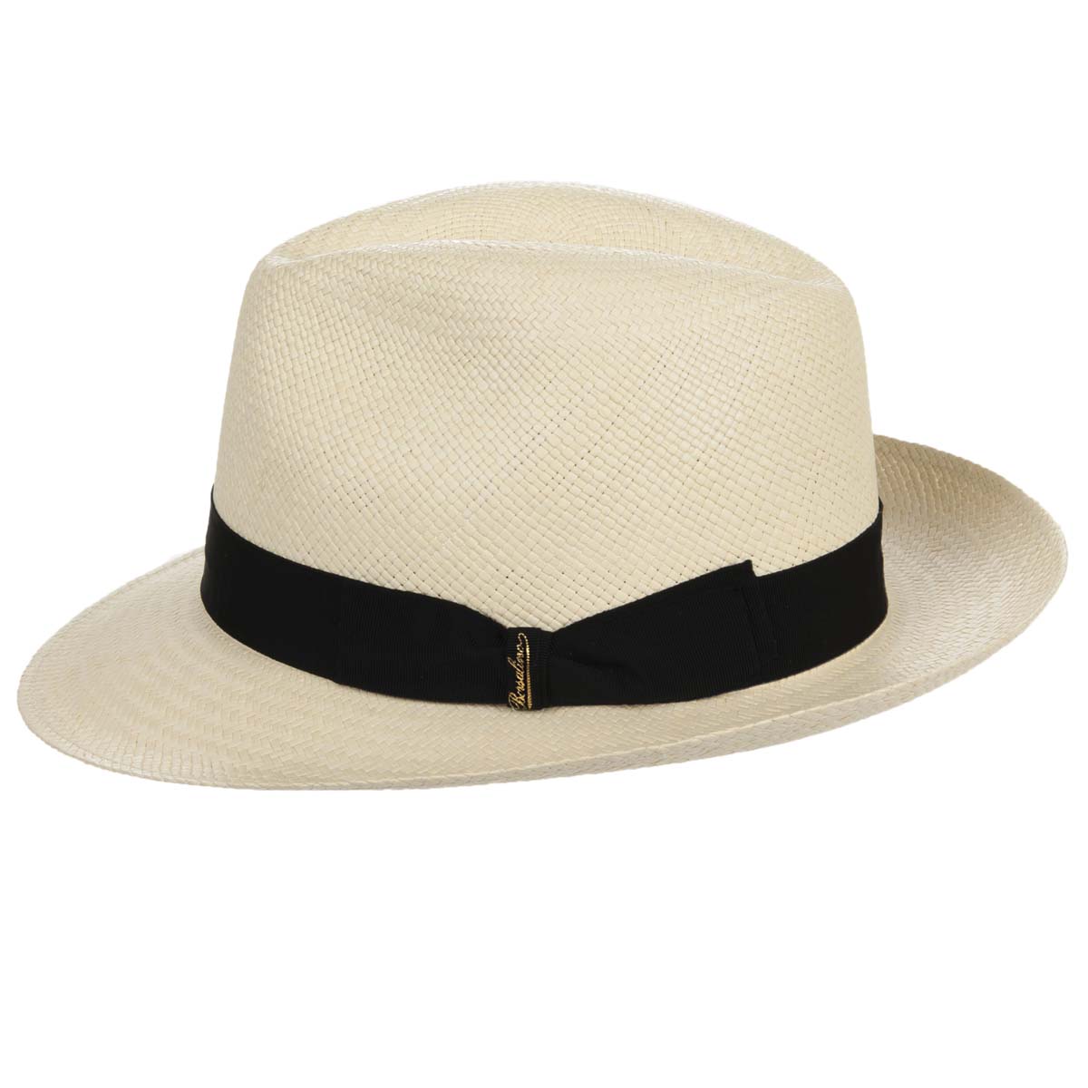 Cappello classico Panama, con fascia nera, firmato BORSALINO