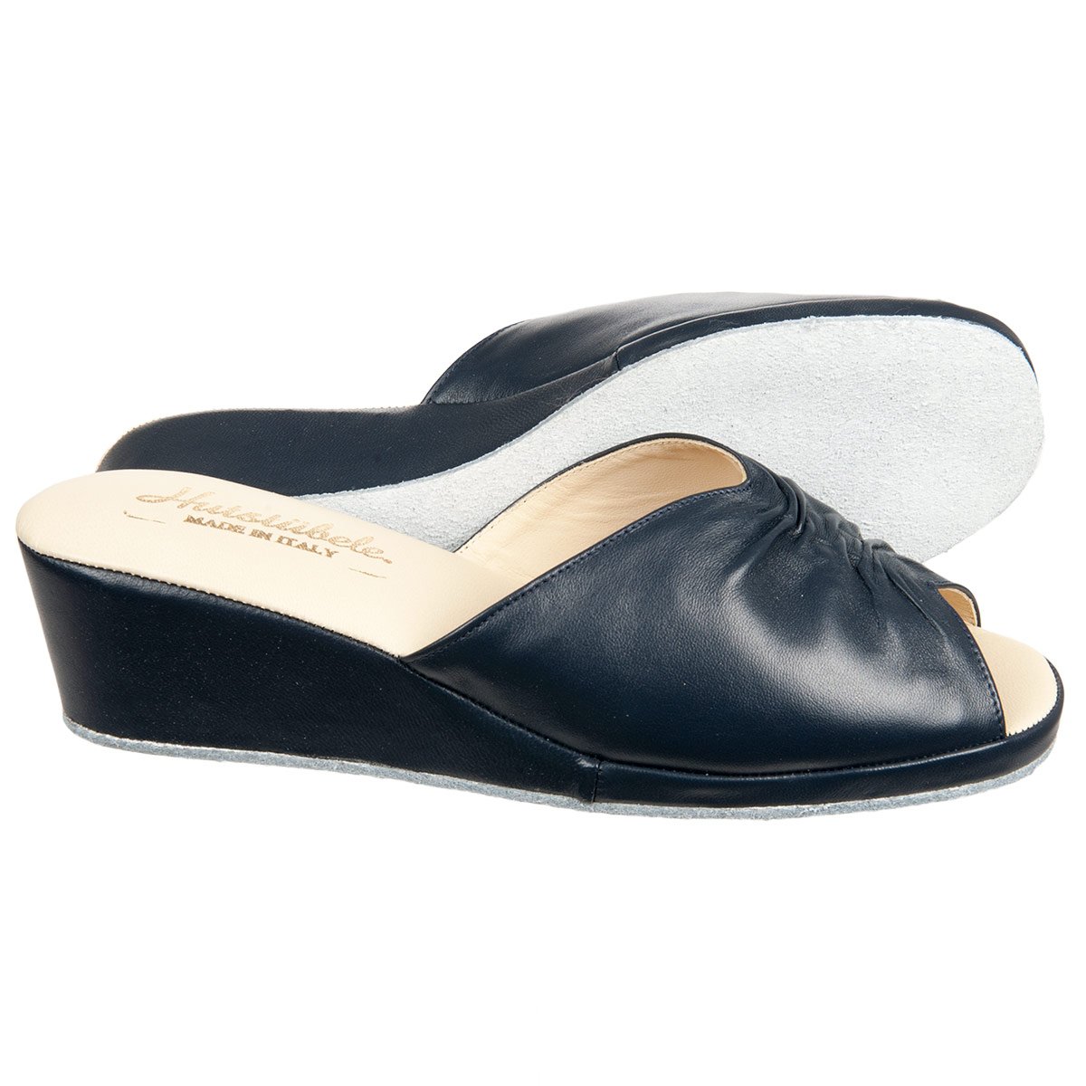 Pantofole donna in pelle con tacco