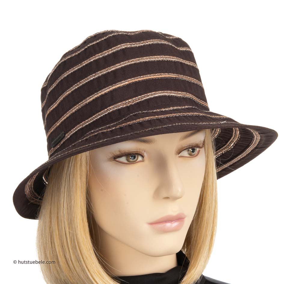 SEEBERGER - Cappello in tessuto cucito a file con tesa larga