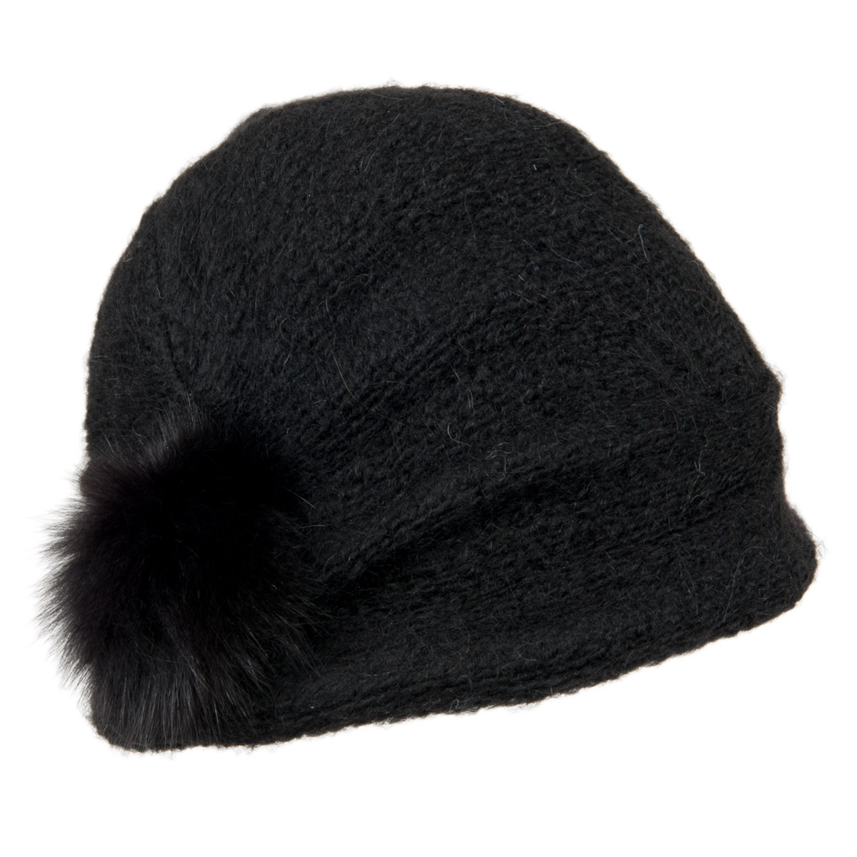 cuffia con pompon di volpe e fodera cuffia con pompon di volpe e fodera